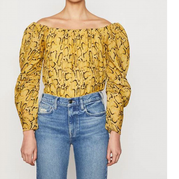 Frame Denim | Tops | New Frame Off The Shoulder Billow Top In Python ...
